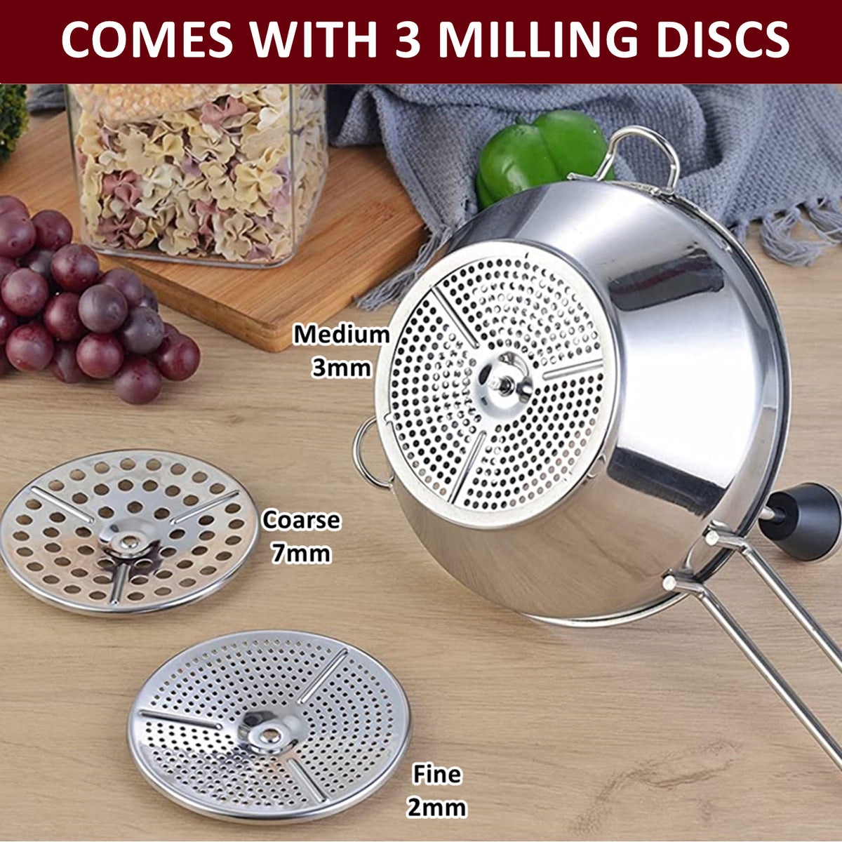 Manual Food Mill Masher Grinding Set – HEARTDECO