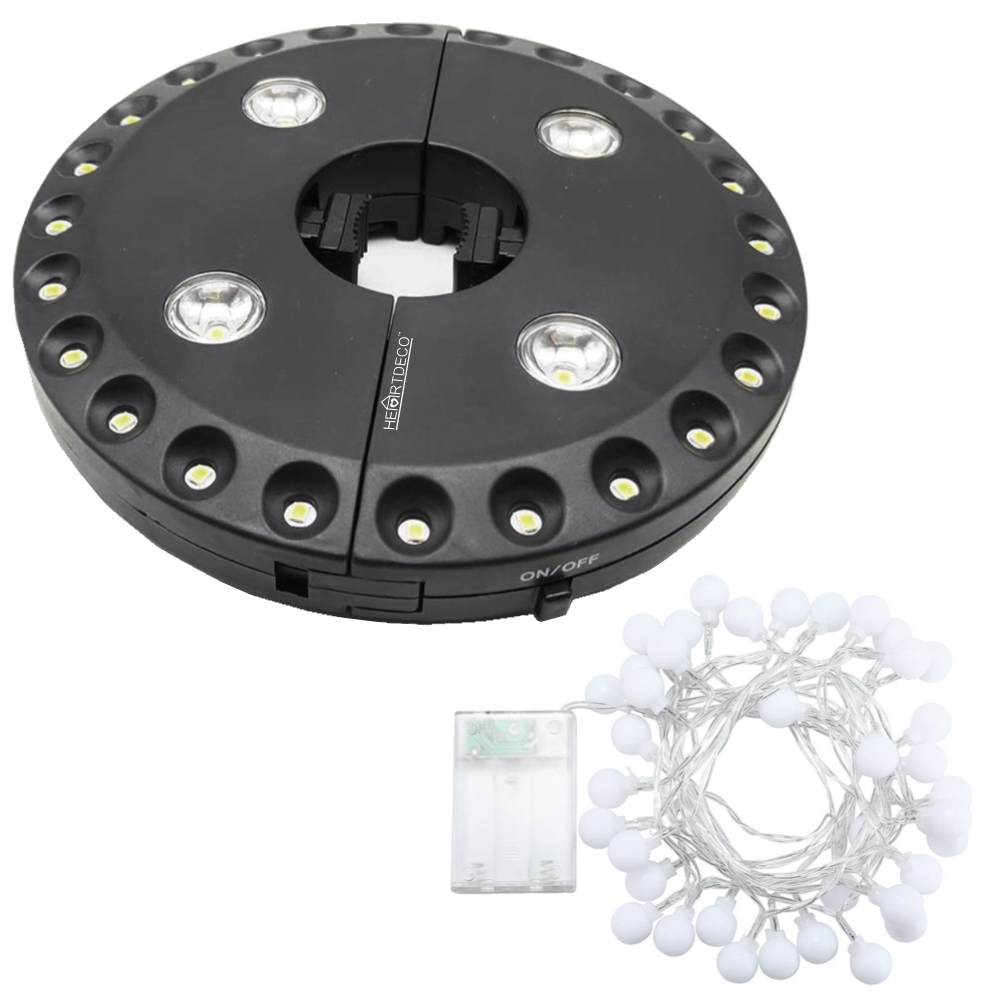 Parasol Patio Umbrella LED Light & 10M Globe String Lights(Clearing It ...