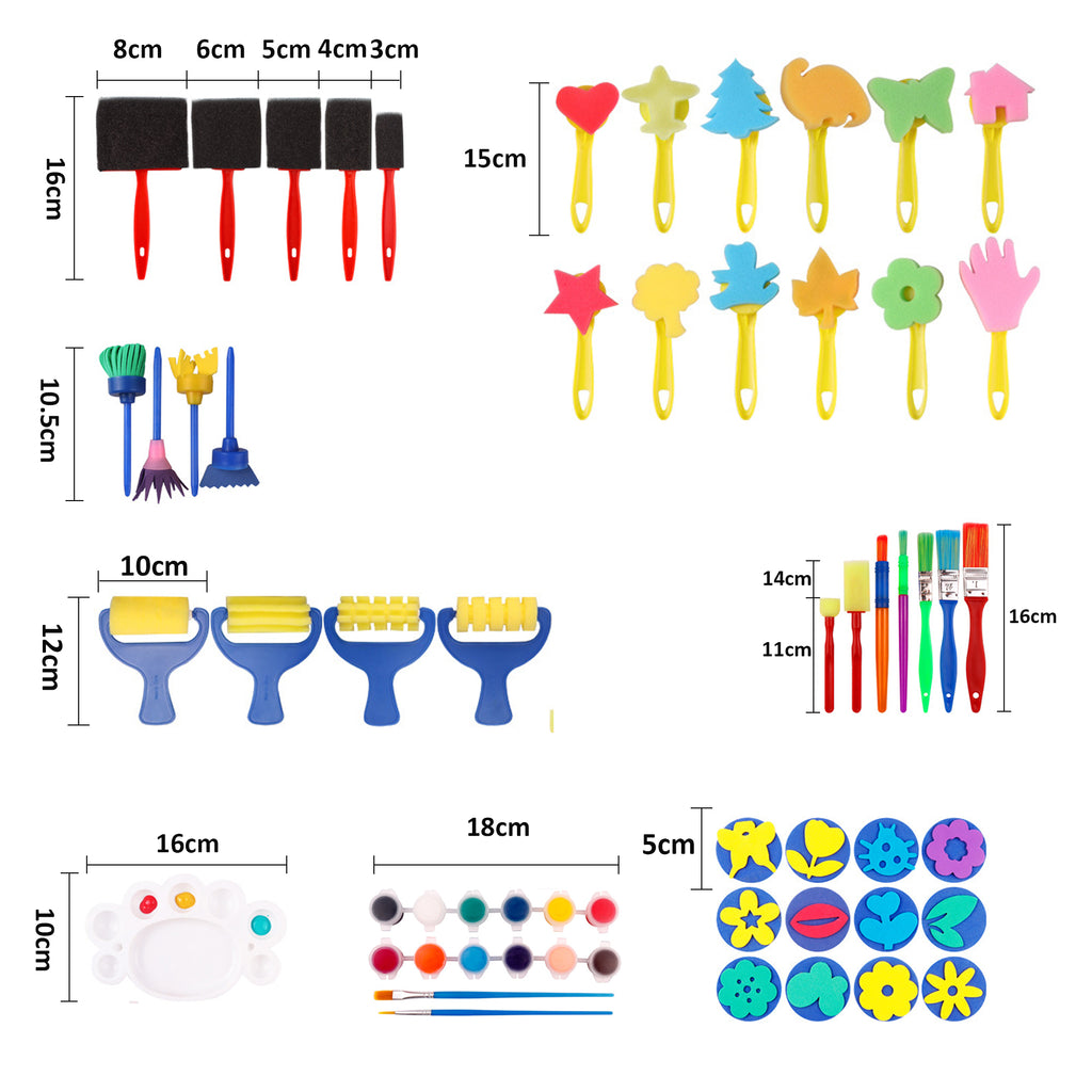 50PCs Kids Painting Sponge Brush Art Tools Set – HEARTDECO