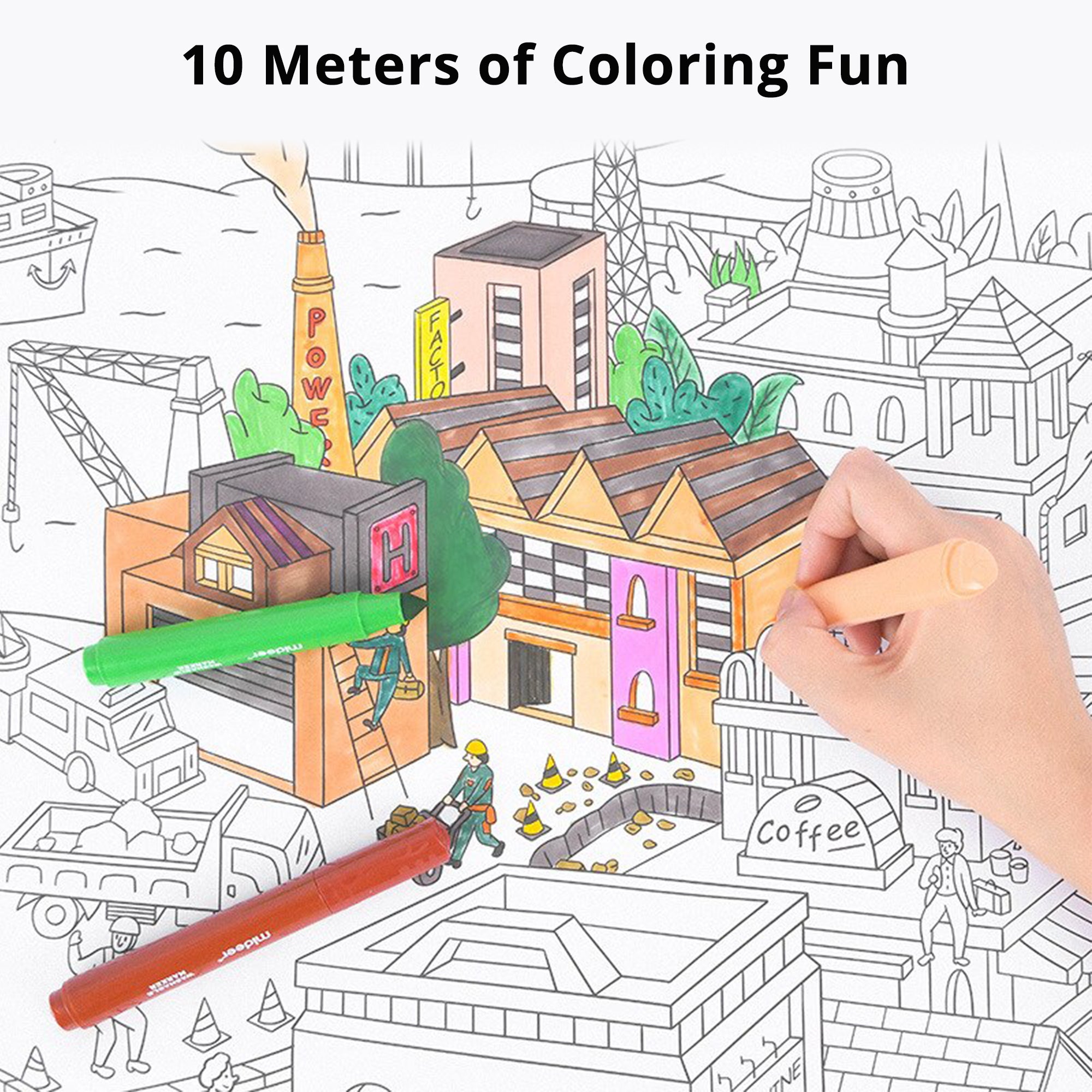10m Coloring Paper Roll For Kids- City – HEARTDECO