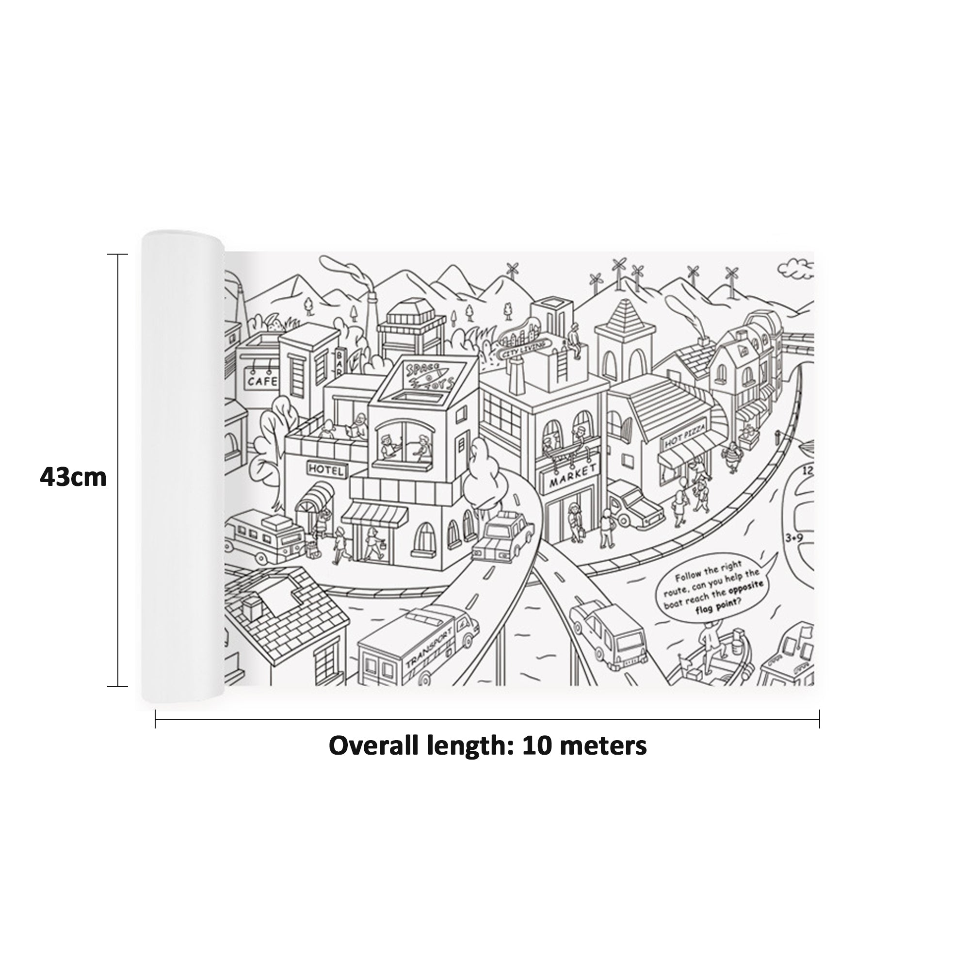 10m Coloring Paper Roll For Kids- City – HEARTDECO
