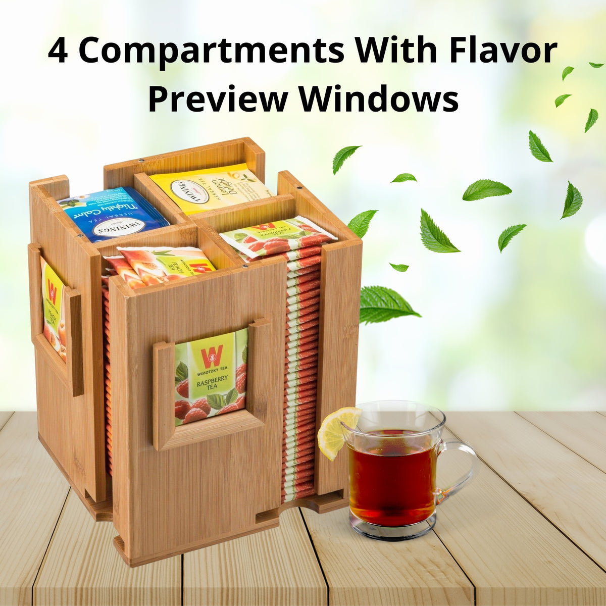 Rotating Bamboo Tea Bag Organizer Caddy – HEARTDECO