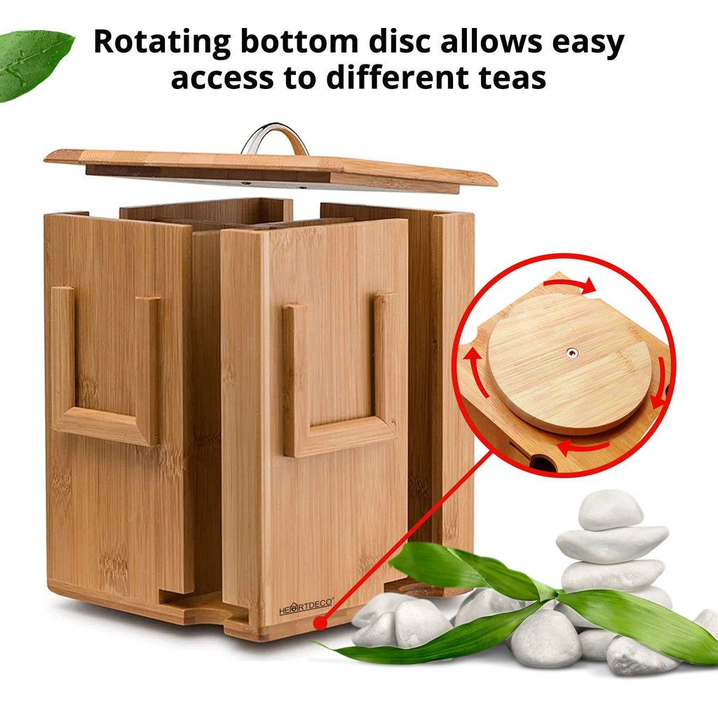Rotating Bamboo Tea Bag Organizer Caddy – HEARTDECO