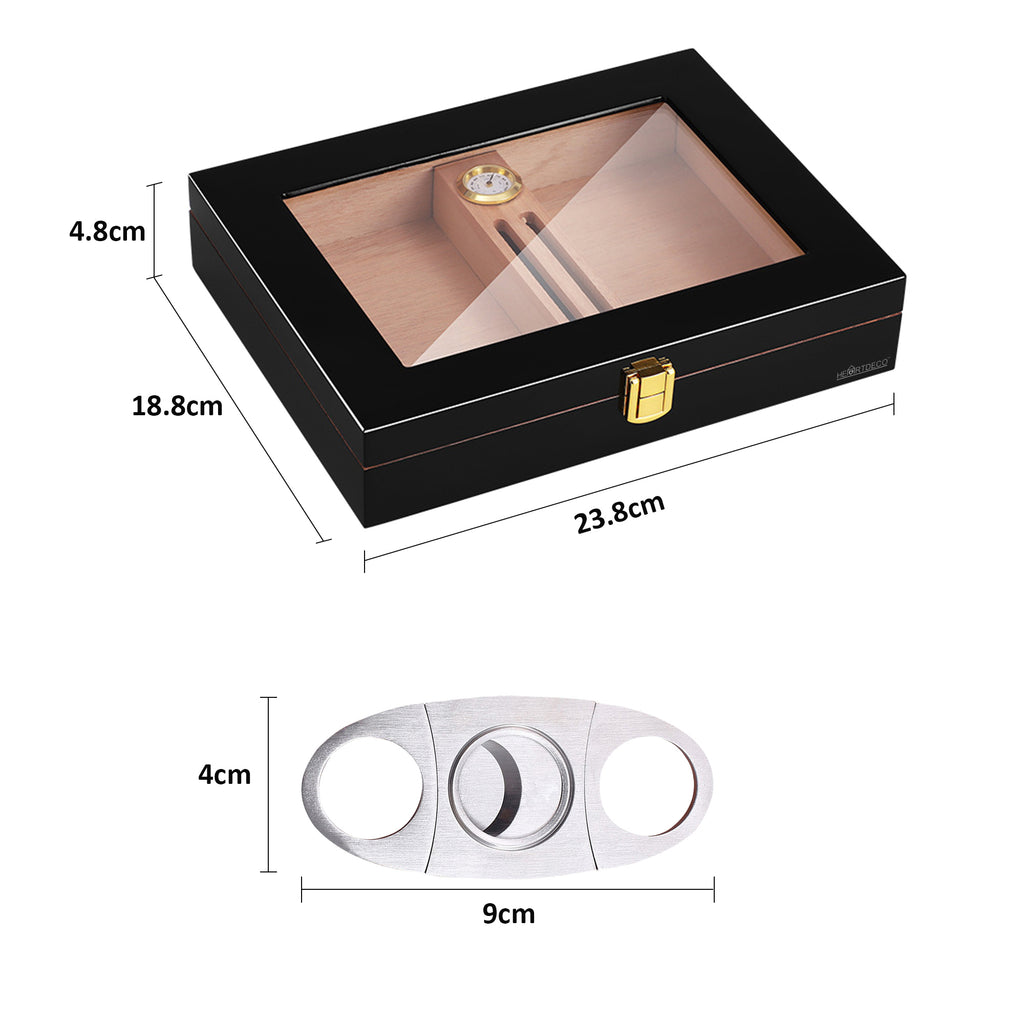Cedar Wood Humidor Cigar Box and Cigar Cutter Set – HEARTDECO