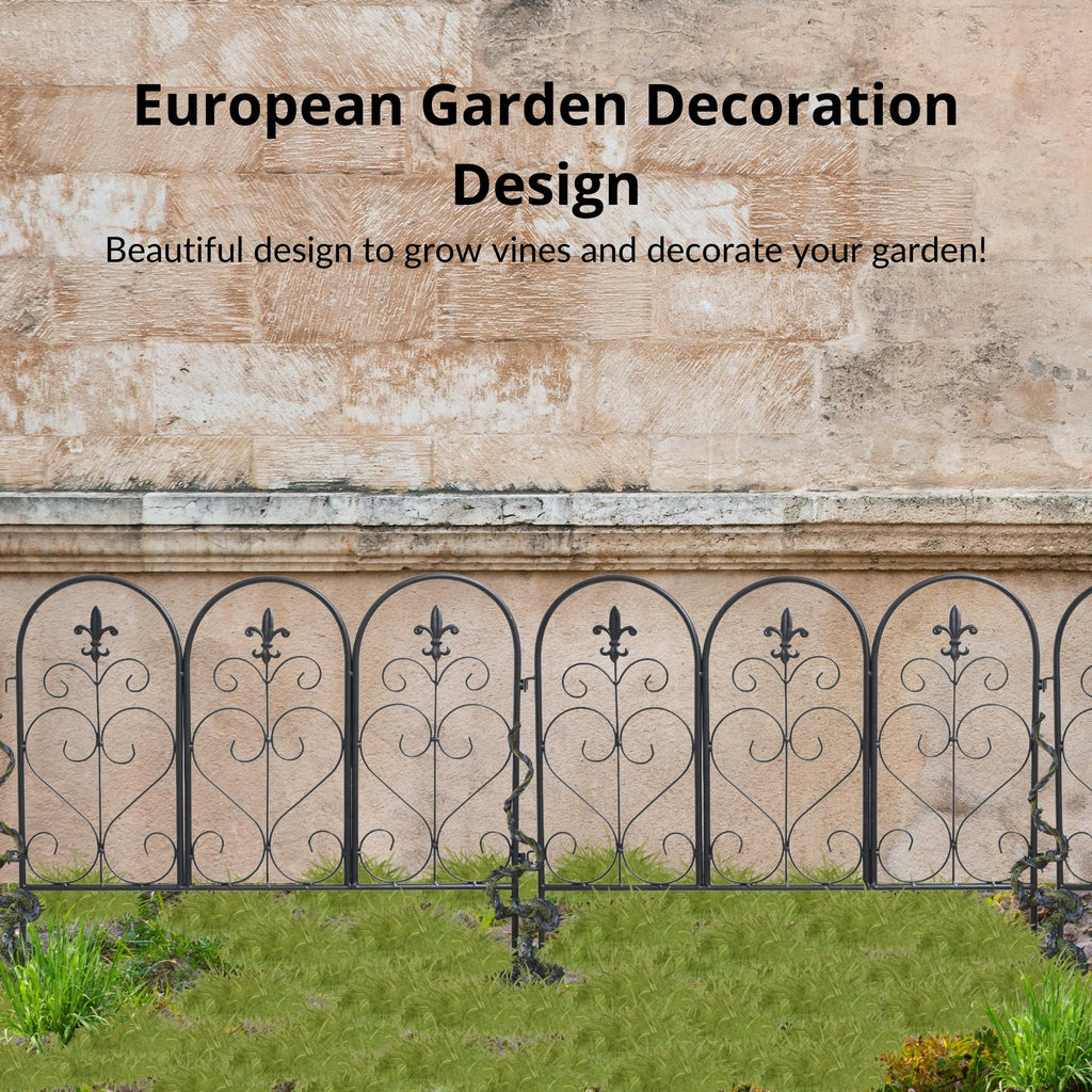 55cm Wide Metal Garden Fence Panel-5Pcs Pack – HEARTDECO