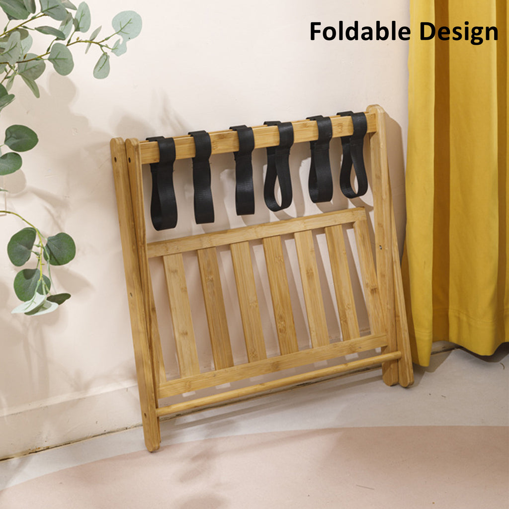 Bamboo Luggage Rack Suitcase Stand – HEARTDECO