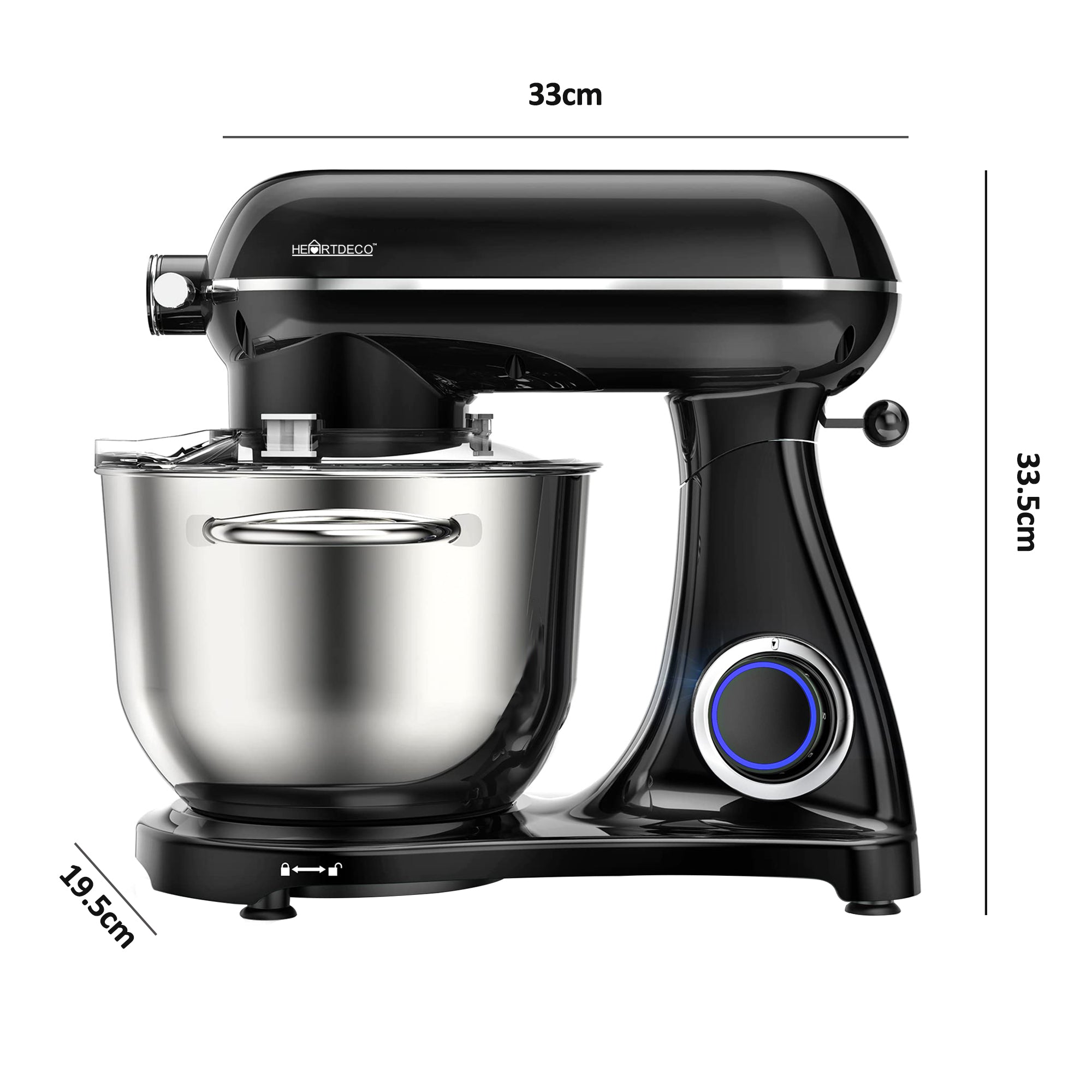 1800W Aluminium Kitchen Stand Mixer 6L - Black – HEARTDECO