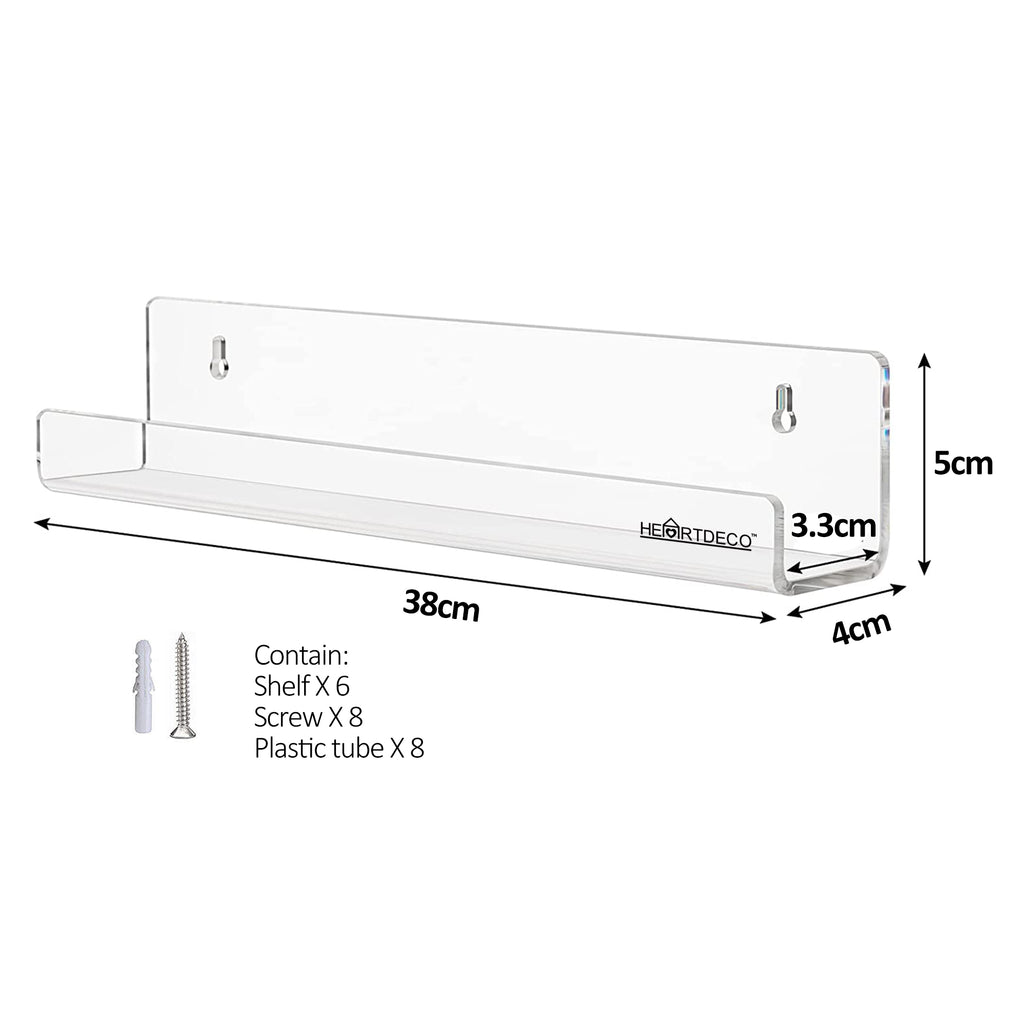 6 Pack Wall Mounted Clear Acrylic Display Shelf – HEARTDECO
