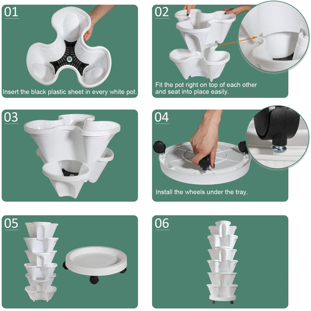 3 Tier Stackable Flower Pot Garden Planter Set – HEARTDECO