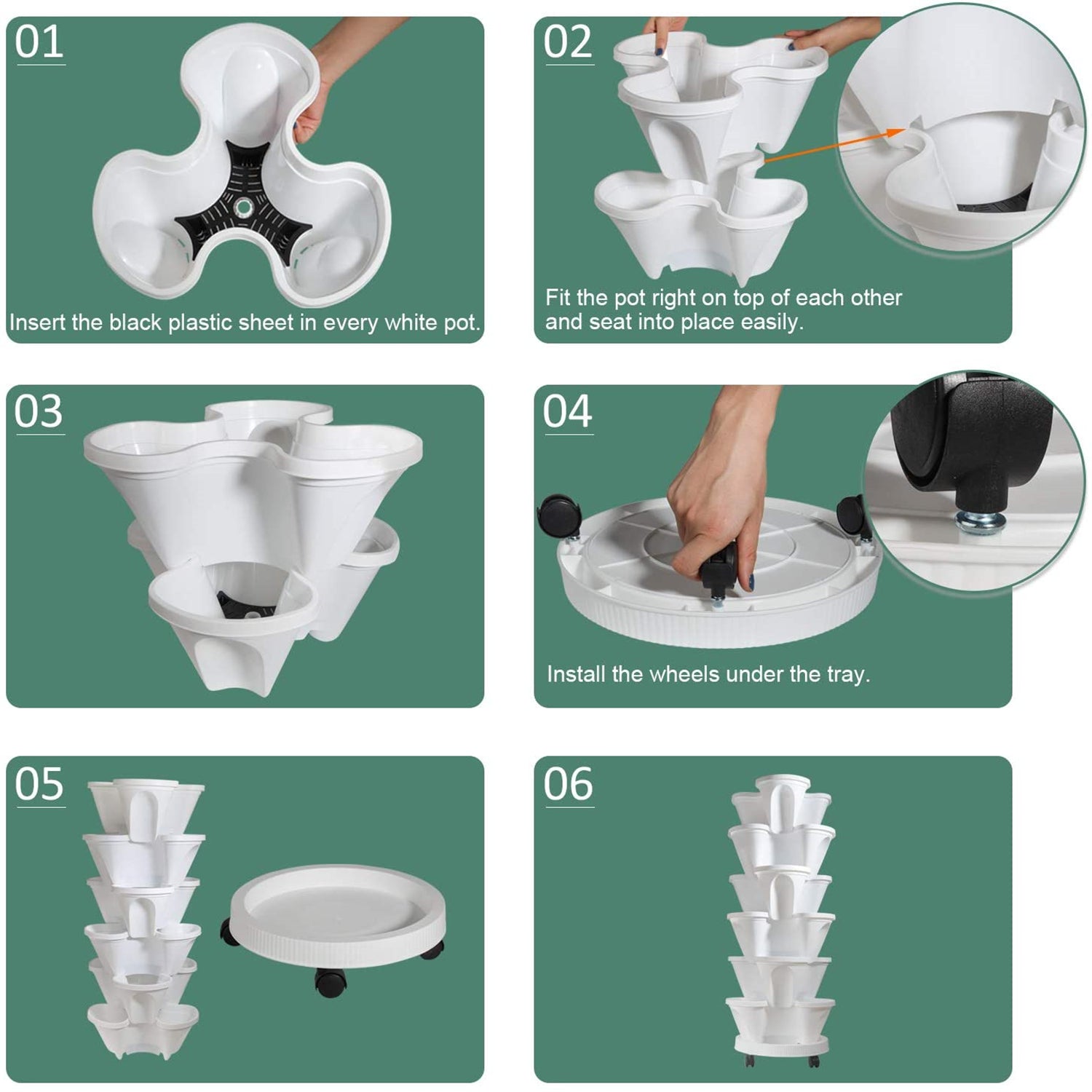 3 Tier Stackable Flower Pot Garden Planter Set – HEARTDECO