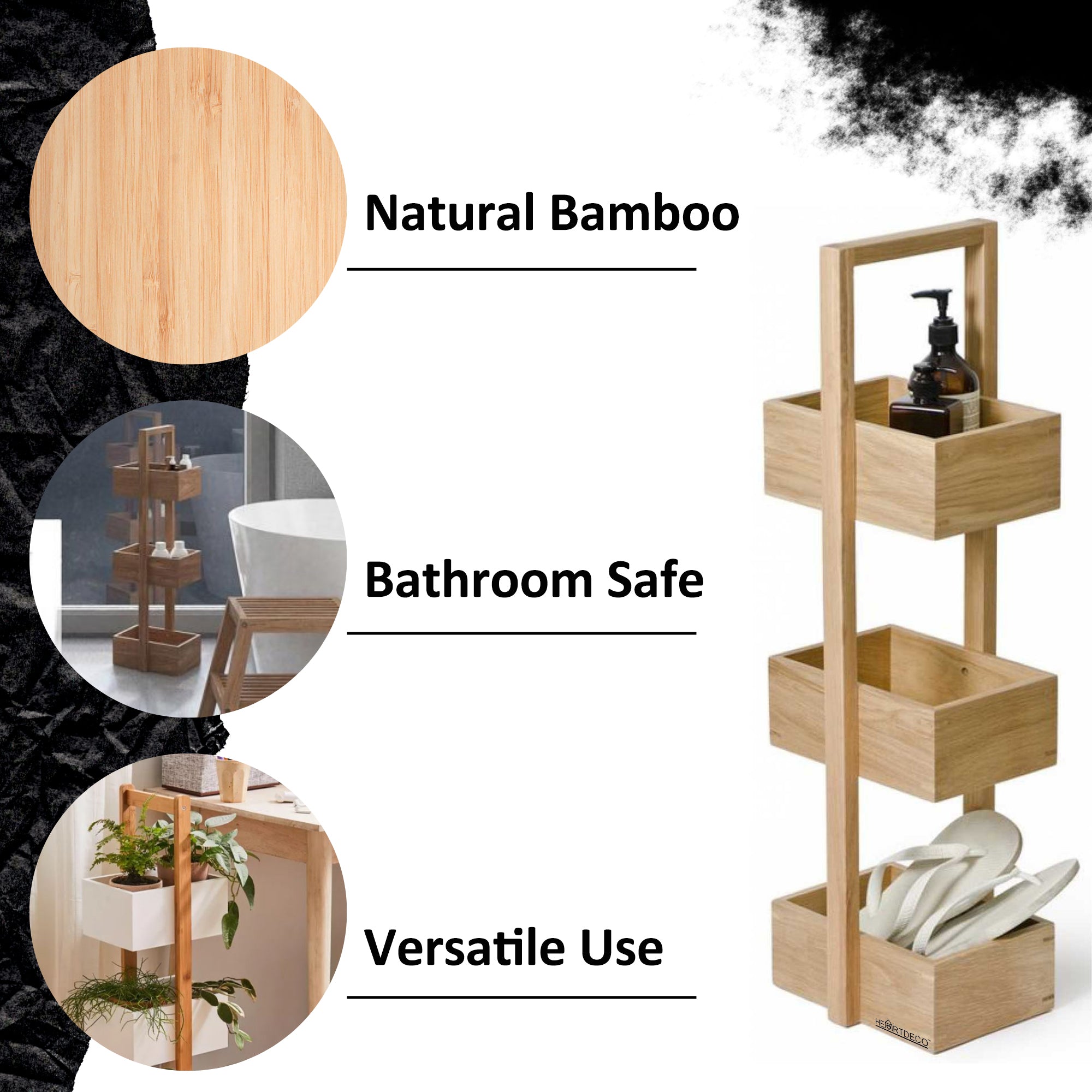 3 Tier Bamboo Storage Shelf Bathroom Caddy – HEARTDECO