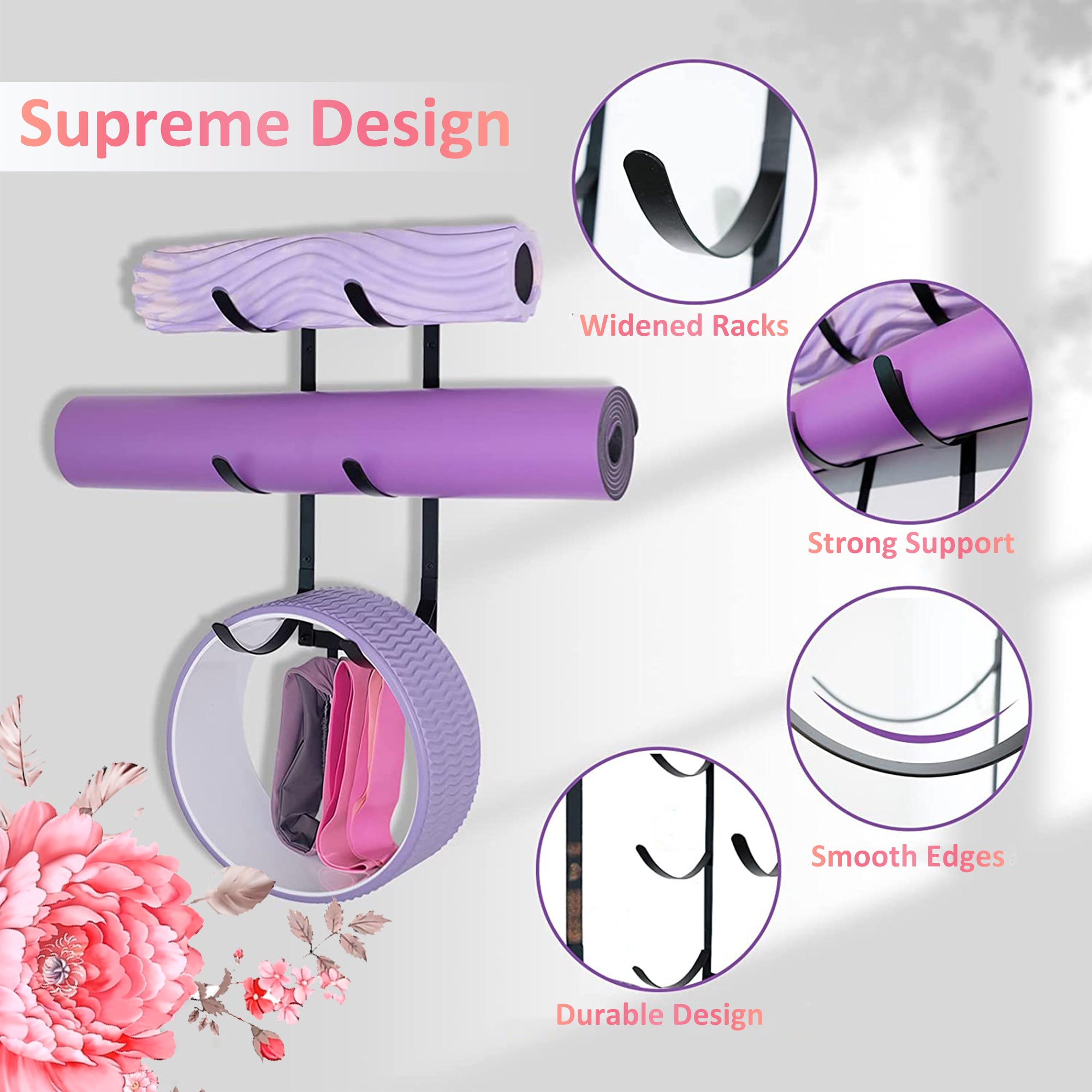 Wall Mounted Yoga Mat Holder Gym Accessories Rack – HEARTDECO