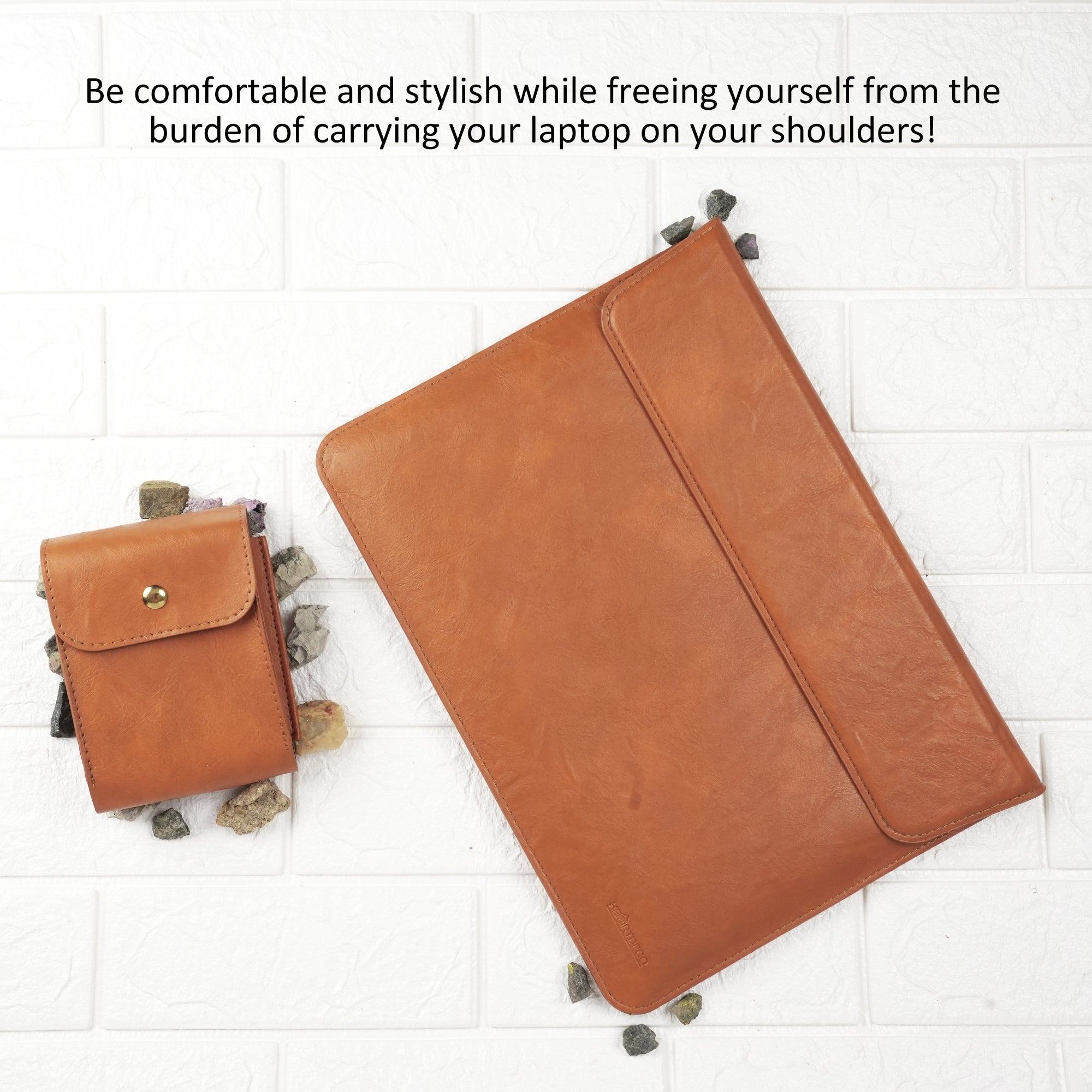 13Inch PU Leather Laptop Sleeve with Stand Set – HEARTDECO