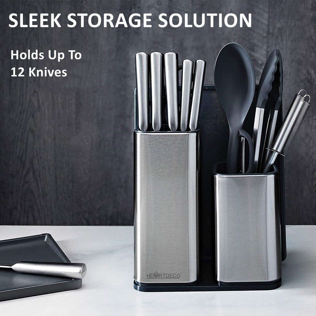 3 In 1 Kitchen Knife Block & Utensil Storage Holder – HEARTDECO