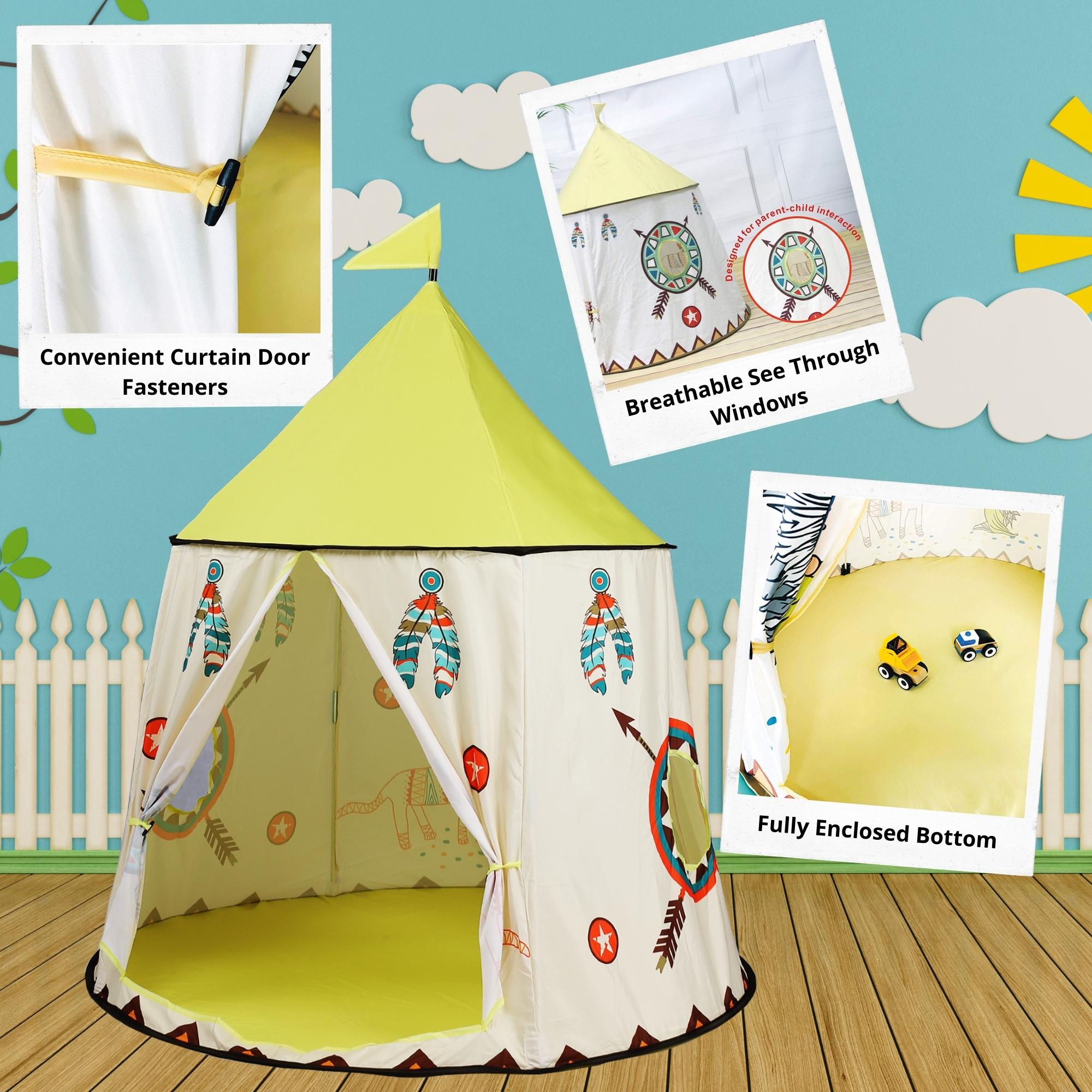 Kids Indoor Castle Play Tent - Yellow – HEARTDECO