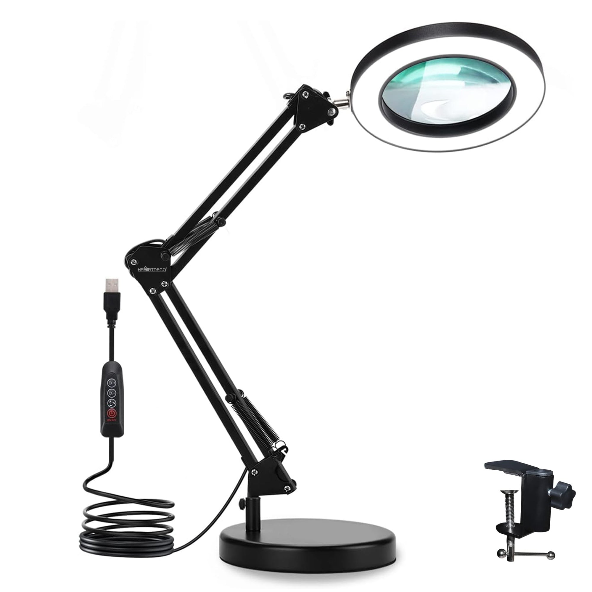 2 in 1 Desktop Magnifying Glass with LED Lamp – HEARTDECO