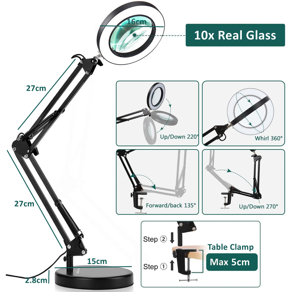 2 in 1 Desktop Magnifying Glass with LED Lamp – HEARTDECO